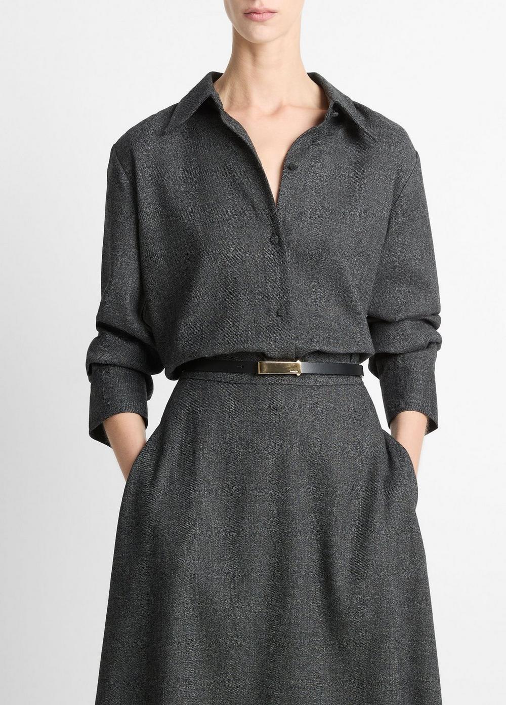 VINCE Vince Italian Jaspe Relaxed Button-Front Shirt